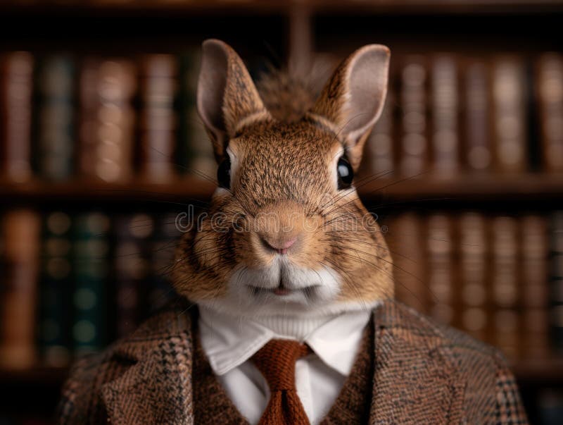 Dapper Rabbit in a Suit and Tie Stock Illustration - Illustration of ...