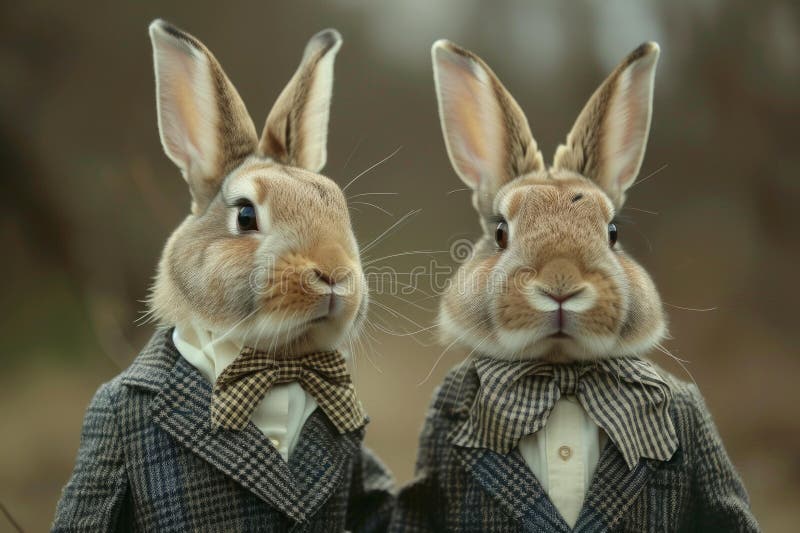 Dapper Rabbits in Stylish Attire Stock Photo - Image of quirky ...