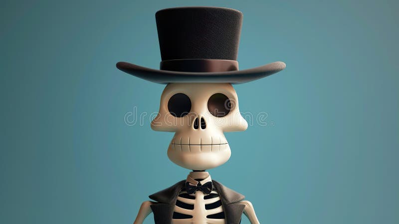 Dapper Skeleton in Top Hat stock illustration. Illustration of spooky ...