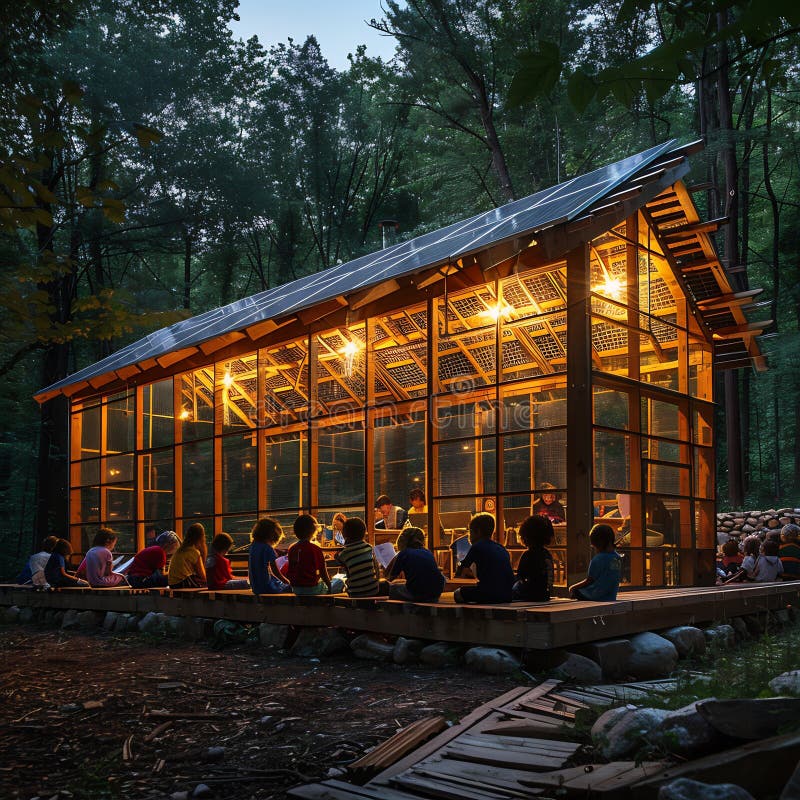 Dappled Forest Lighting: Outdoor Classroom Scene Stock Illustration ...