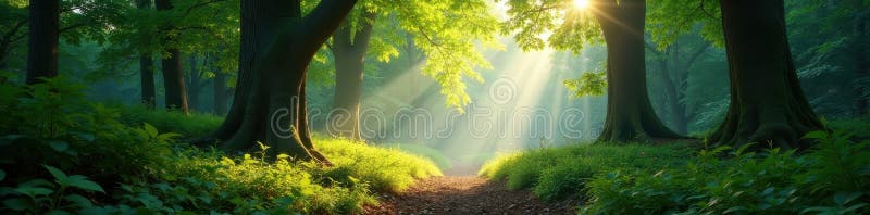 Dappled Sunlight Filters through Dense Canopy, Illuminating Forest ...