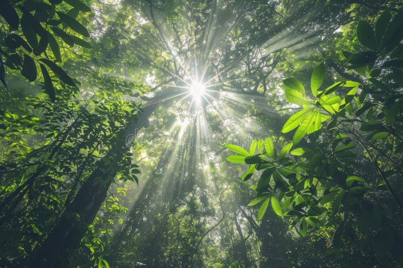 Dappled Sunlight Streams through a Thick Canopy of Rainforest Trees ...
