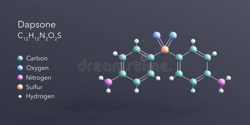 Dapsone Molecular Structure, 3d Model Molecule, Antimycobacterials ...