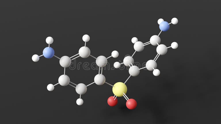 Dapsone Molecule, Molecular Structure, Antimycobacterials, Ball and ...
