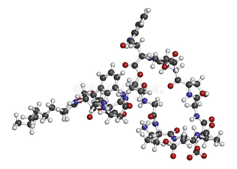 Daptomycin Antibiotic Drug Molecule. Atoms are Represented As Spheres ...