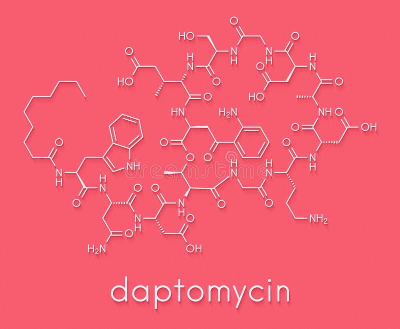 Daptomycin Antibiotic Drug Molecule. Atoms are Represented As Spheres ...