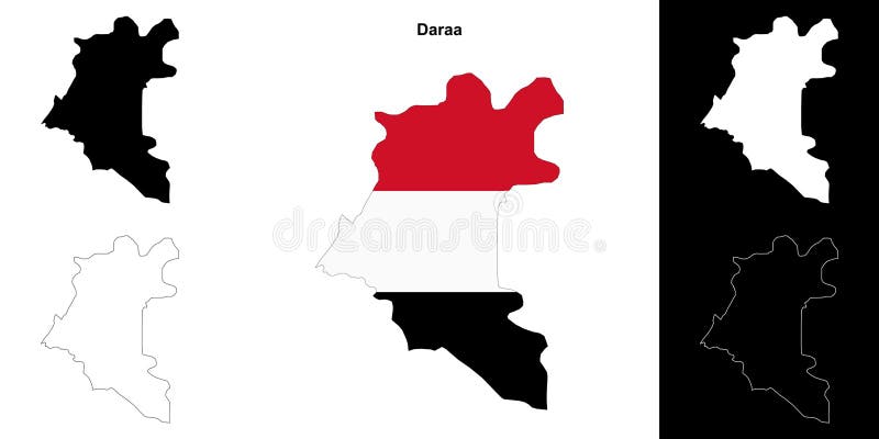 Daraa outline map stock vector. Illustration of border - 356681354