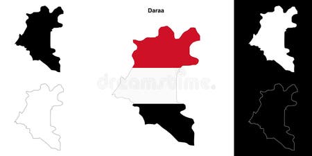 Daraa outline map stock vector. Illustration of border - 356681354