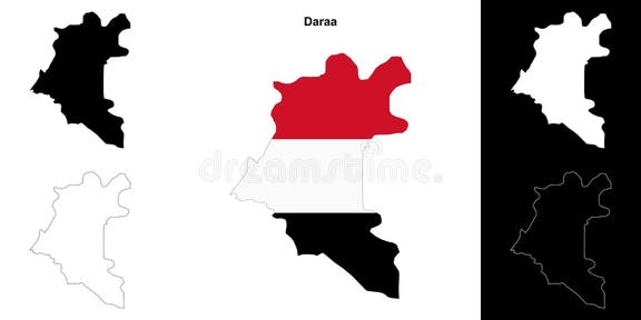 Daraa outline map stock vector. Illustration of border - 356681354