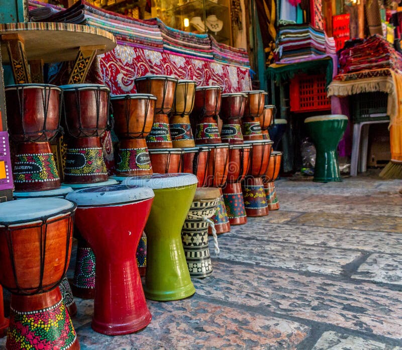 Darbuka, Market in Old Jerusalem Stock Photo - Image of instrument ...