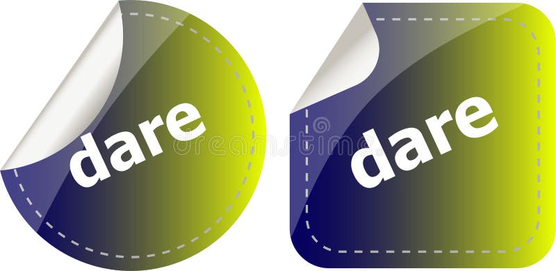 Dare Word Stickers Web Button Set, Label, Icon Stock Illustration ...