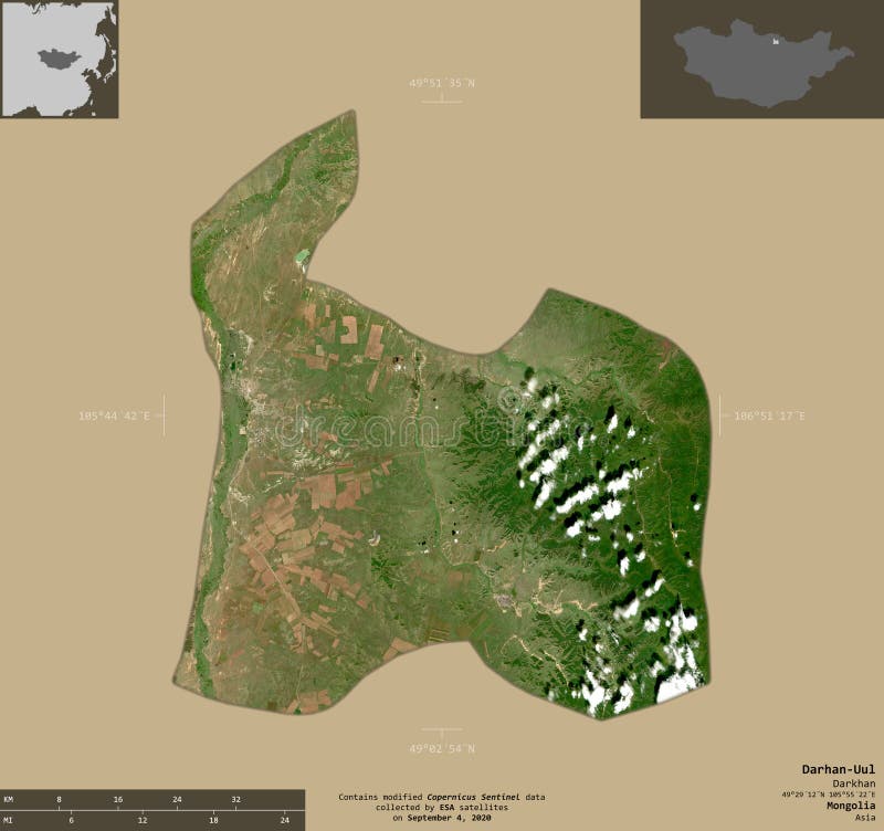Darhan-Uul, Mongolia - Composition. Sentinel-2 Satellite Stock ...