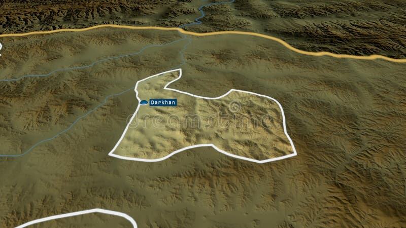 Darhan-Uul, Mongolia - Highlighted with Capital. Physical Stock ...