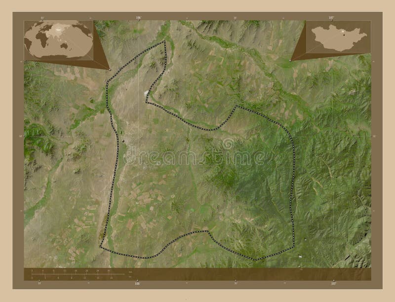 Darhan-Uul, Mongolia. Low-res Satellite. Capital Stock Illustration ...