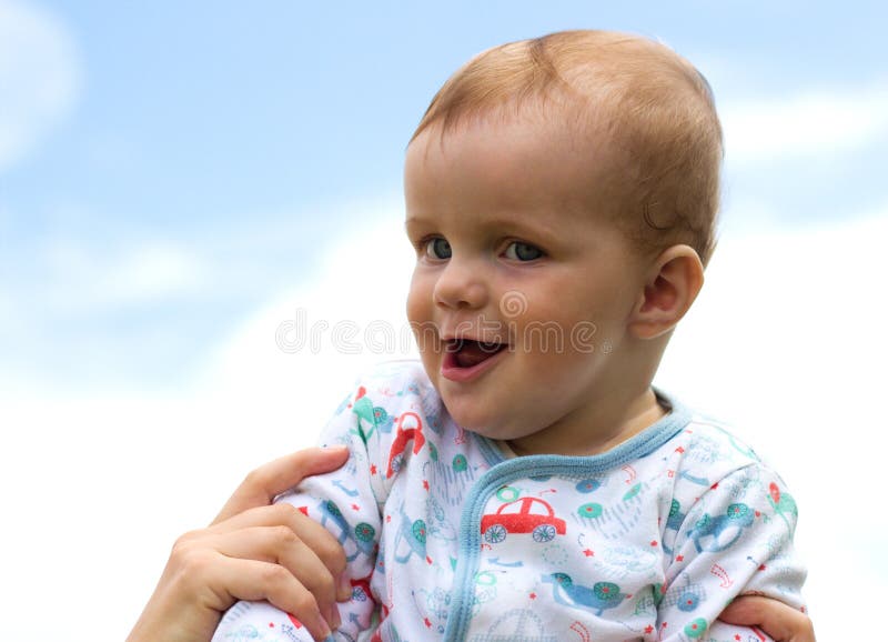 Daring baby stock photo. Image of clouds, tree, bodypart - 67672812