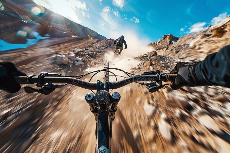 Adventurous Cyclist Conquering Dirt Path Stock Illustration ...