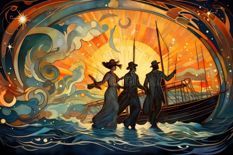 Daring Pirate Captains Sailing Enchanted Seas - Generative AI Stock ...