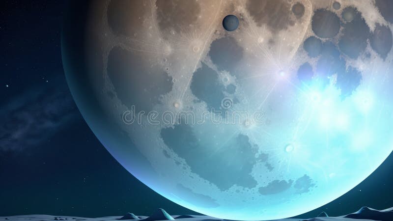 A Daring View of a Moon with a Blue Sky and a Few Stars AI Generative ...