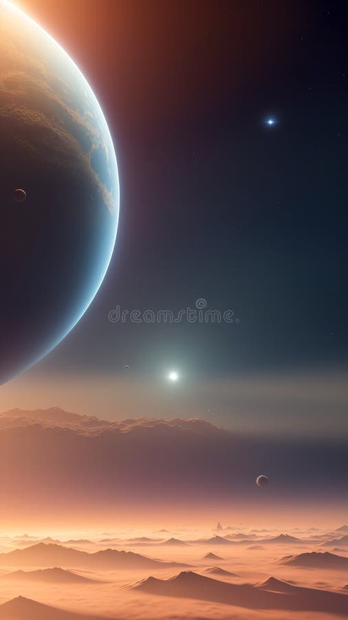 A Daring View of a Planet with a Distant Horizon and a Distant Moon AI ...