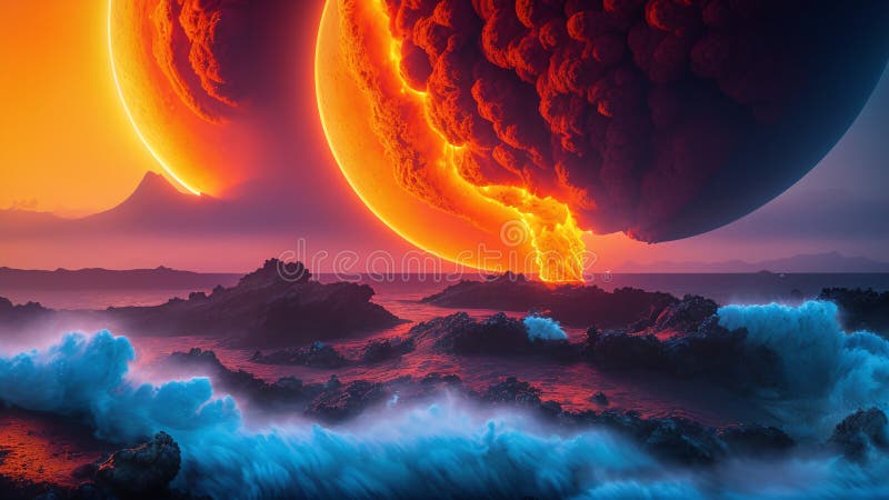 A Daring View of a Planet with a Volcano and a Lava Lava AI Generative ...