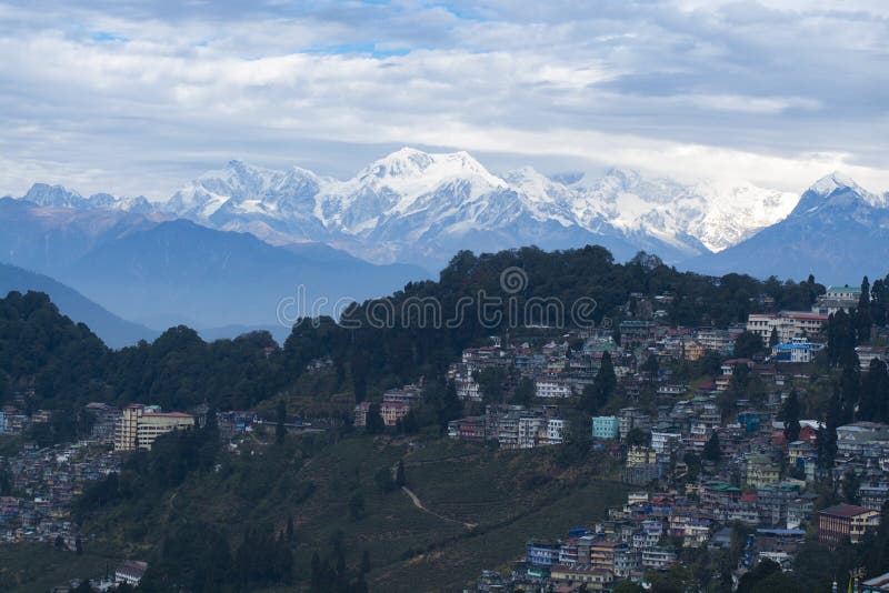 Darjeeling City on hill stock image. Image of clouds - 160897519