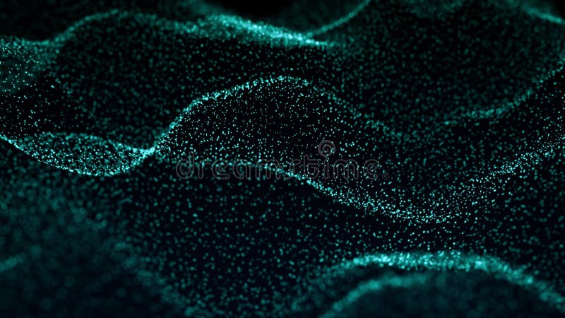 Dark Abstract Animation of Elegant Sparse Waves Made of Glowing Blue ...