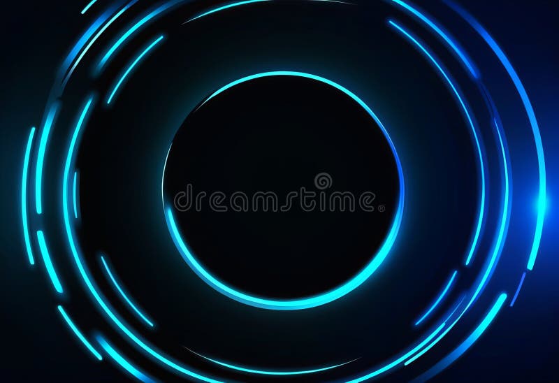 Dark Abstract Background with Blue Glowing Circle Lines Stock ...