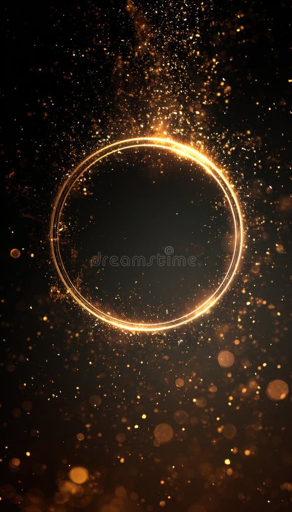 Dark Abstract Background with Glowing Central Ring and Particle ...