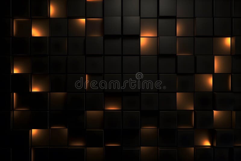 Dark Abstract Background with Glowing Cubes Theme Stock Illustration ...