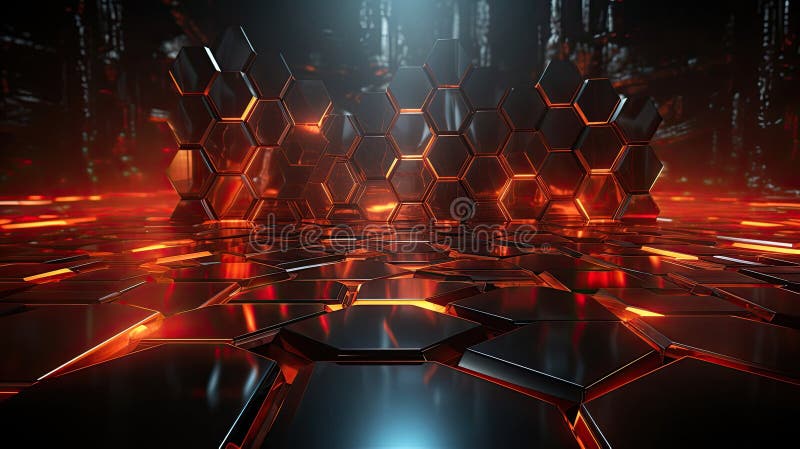 Dark Abstract Background of Hexagonal Cells and Squares with a ...