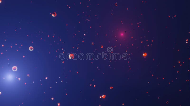Dark Abstract Background with Particles and Blue-red Glow. 3d Render ...