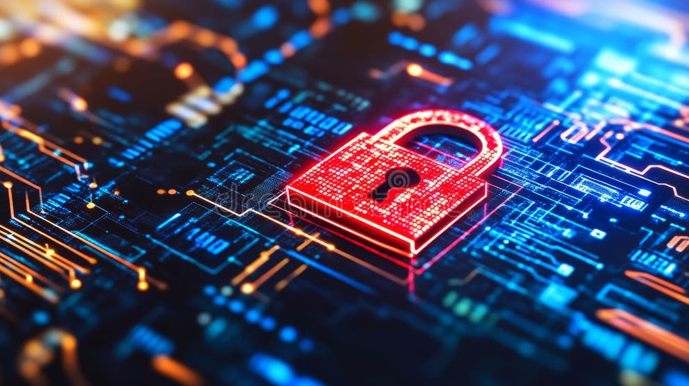 A Dark Abstract Background Provides the Setting for a Red Padlock ...