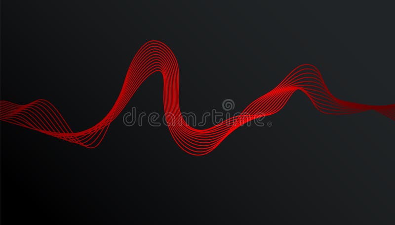 Dark Abstract Background with Red Trendy Gradient Wave Stock ...