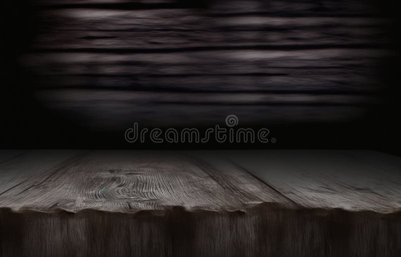 Dark Abstract Background with Rustic Wooden Table for a Decoration ...