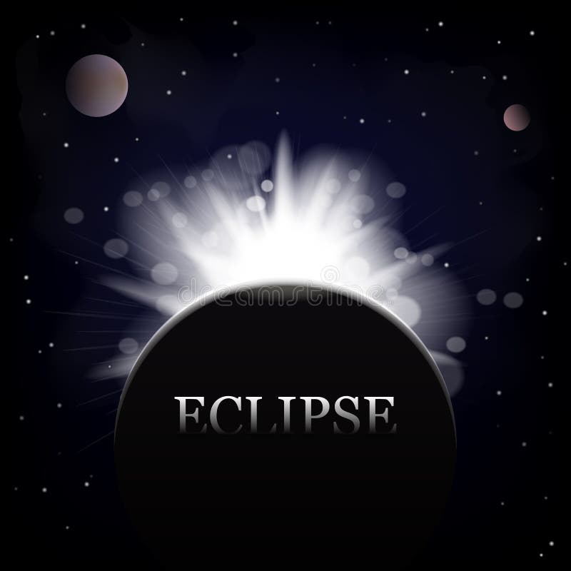 Dark Abstract Background with a Solar Eclipse. Vector Illustration ...