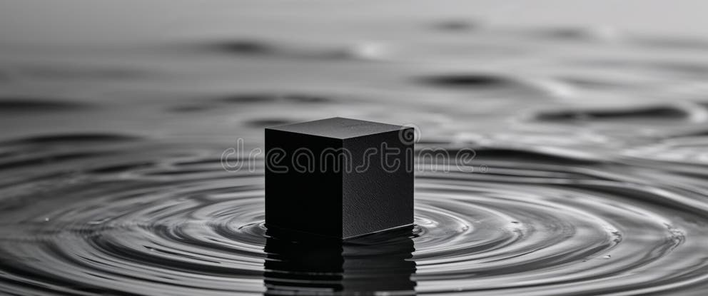 Dark Abstract Cube Floating on Dark Water Stock Photo - Image of navy ...