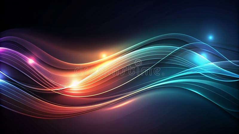 Dark Abstract Curve and Wavy Background with Gradient and Color Glowing ...