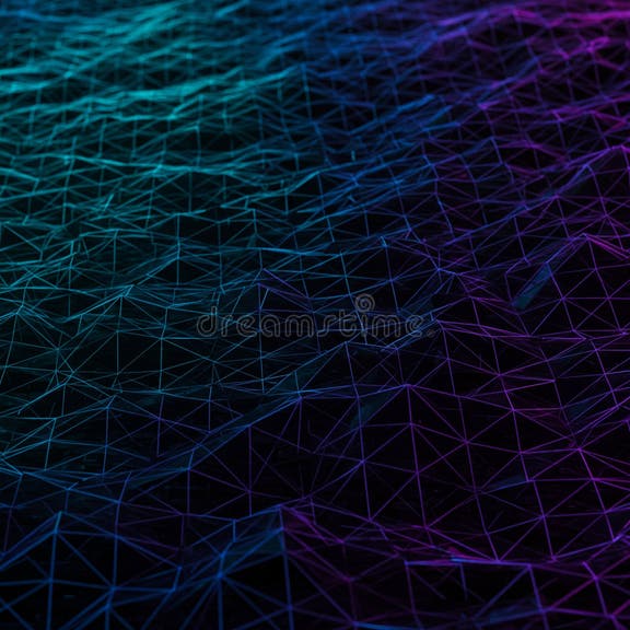 Dark, Abstract 3D Digital Art Features a Dynamic Mesh of Interconnected ...