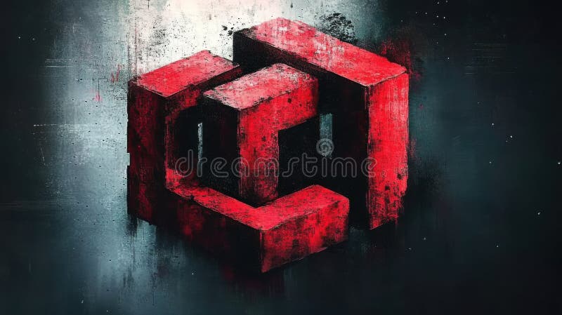 Crimson Cube Abstract stock illustration. Illustration of contemporary ...