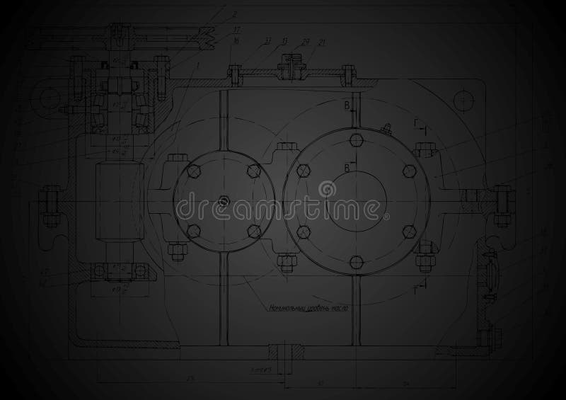 Dark Abstract Engineering Drawing Stock Vector - Illustration of curve ...