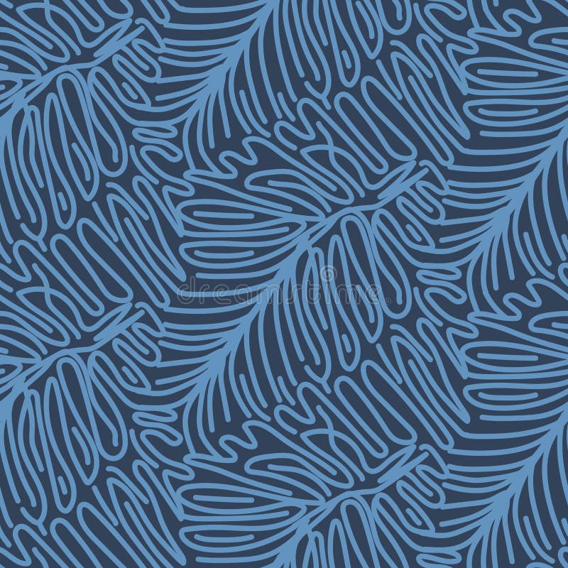 Dark Abstract Floral Seamless Pattern Monochromeillustration Stock