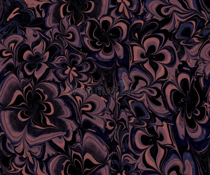 Dark Abstract Fluid Flowers Seamless Pattern in Brown Tones. Stock ...