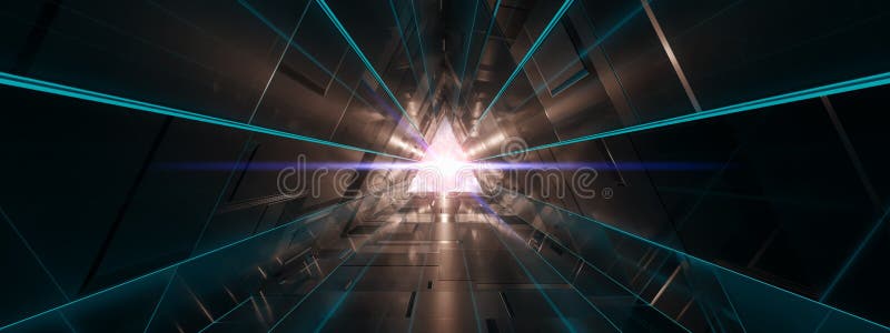 Dark Abstract Sci Fi Tunnel Background Stock Illustration ...