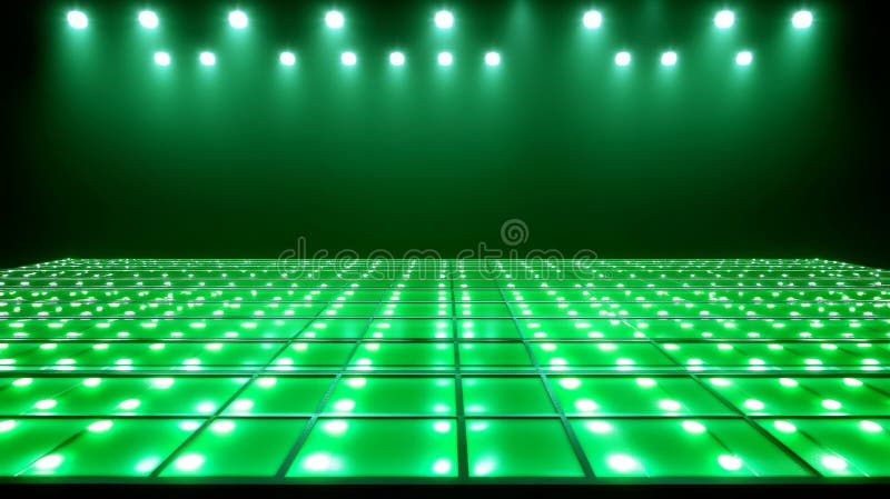 A Dark Abstract Space with Green Laser Beams and Digital Data Light ...