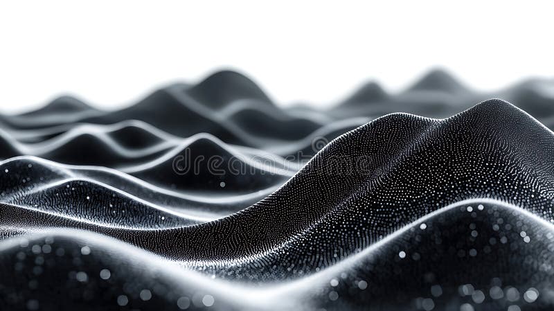 Abstract Dark Wave Surface with Glowing Particles Elegant Black and ...