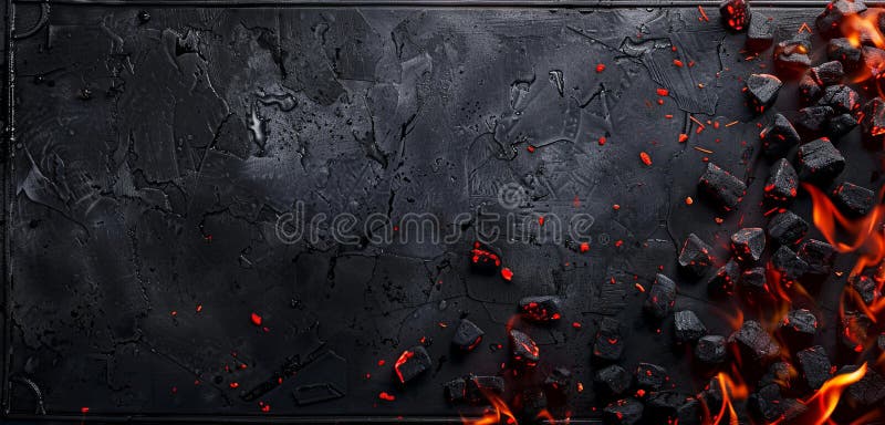 Abstract Black Texture with Burning Coals on Dark Background. Perfect ...