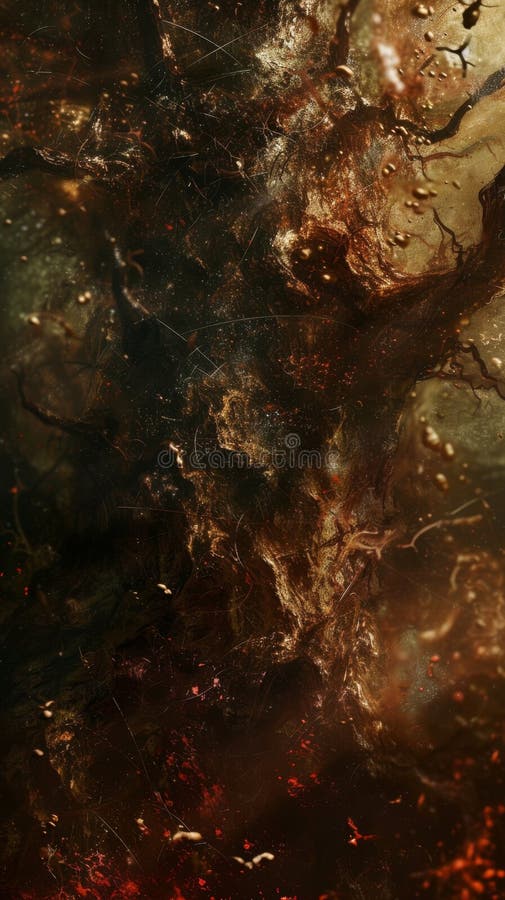 Dark Abstract Tree Root with Fiery Highlights and Textures Stock Image ...