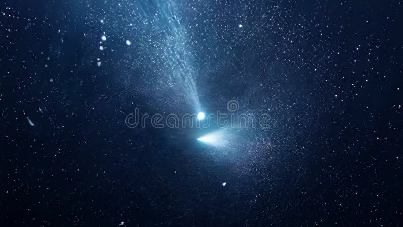 In a Dark Abyss Beams of Light Shoot Out from Countless Particles ...