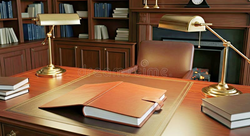 Dark Academia Study Mockup Blank Leather Journal Cover Moody Light Academic Stock Illustration ...