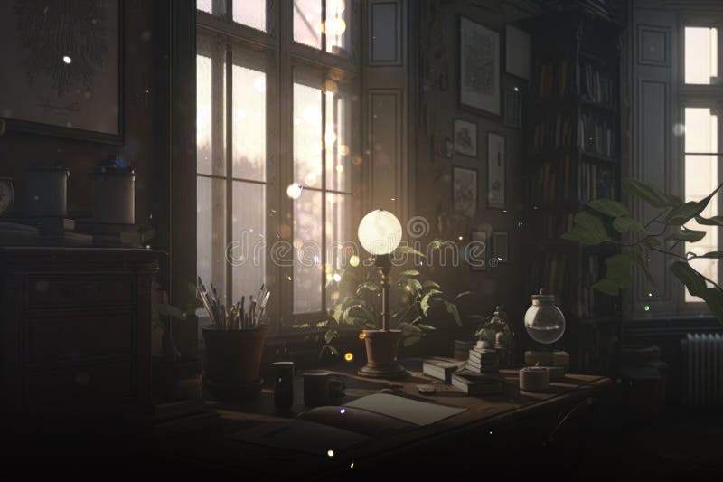 Dark Academia Vintage Library Room, Old Books AI Generated Stock Image ...